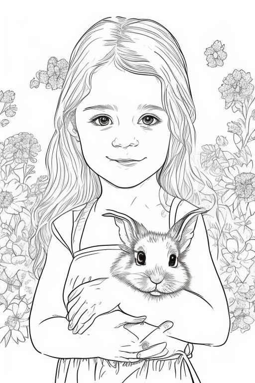 Realistic Rabbit Coloring Page