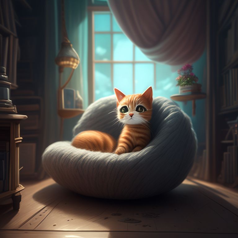Dual-Lapwing319: small cat robot resting in a large armchair, realistic ...