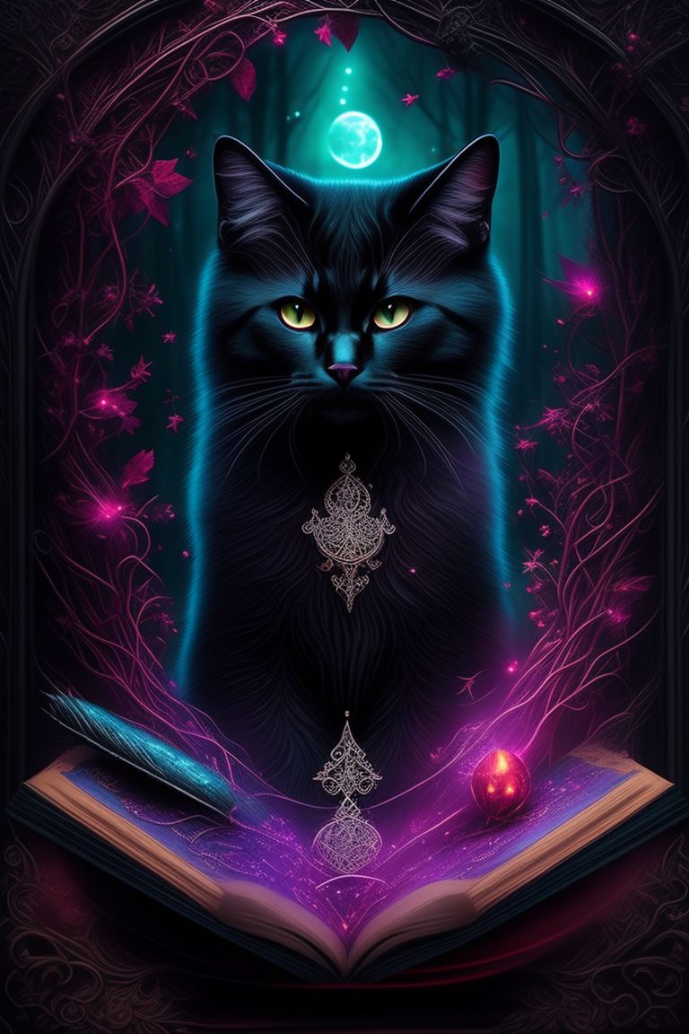 dead-manatee675: black cat sits on magical book of shadows, red green ...