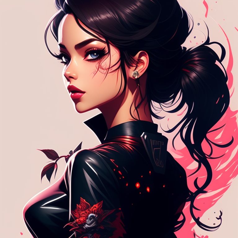 envious-rook833: gril, Dynamic silhouette, Vector art, T-shirt design