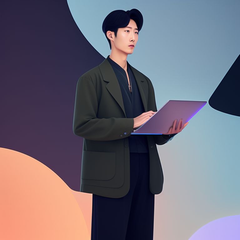 sinful-otter787: Korean software engineer, male, no glasses, standing ...