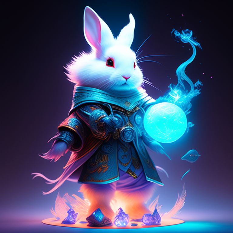 able-mink85: White Rabbit Wizard, Casting Blue Fireball