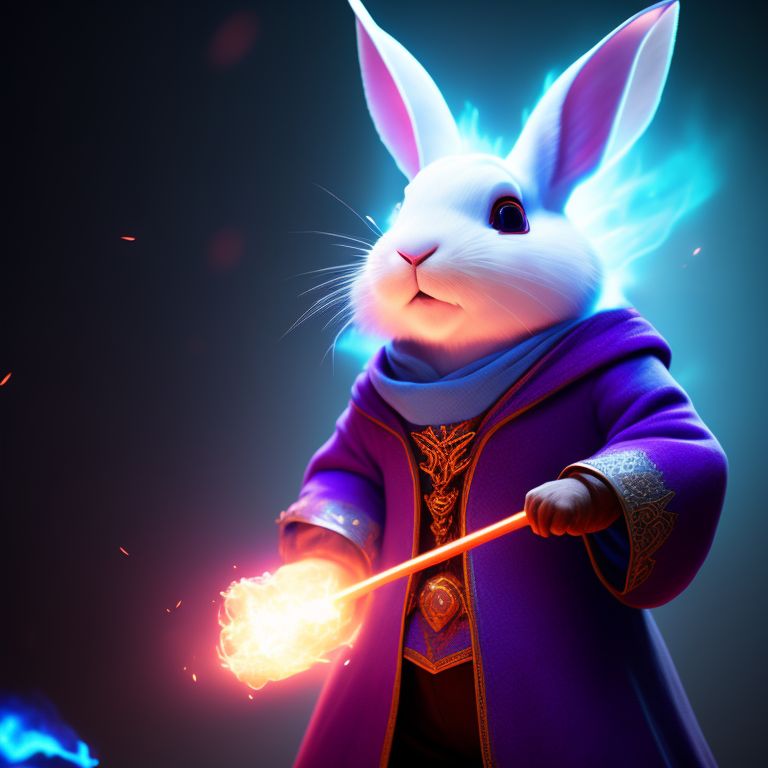 able-mink85: White Rabbit Wizard, wearing purple, Casting Blue fire out ...
