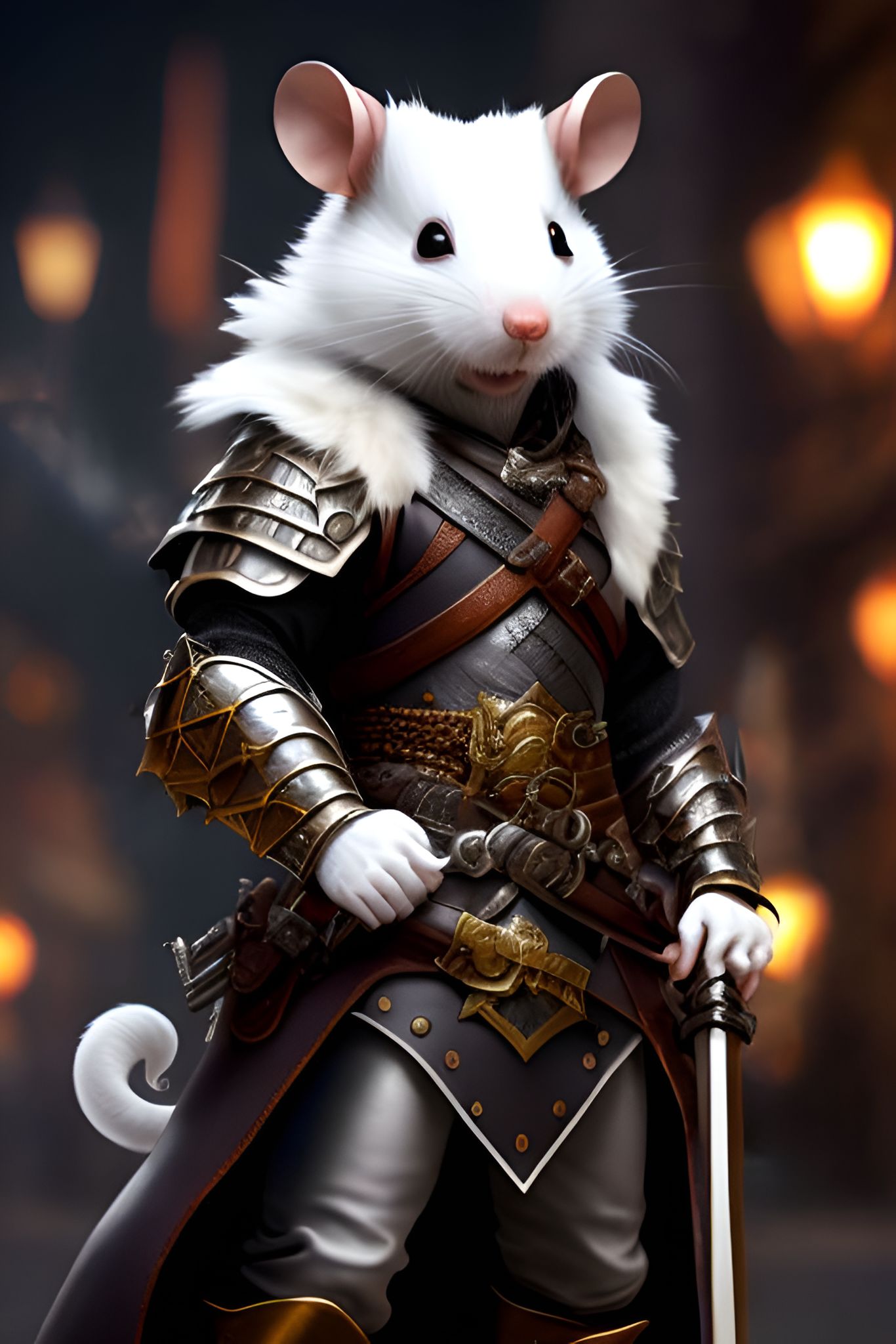 TonyStorm: anthropomorphic white rat at the city plaza looking at the ...