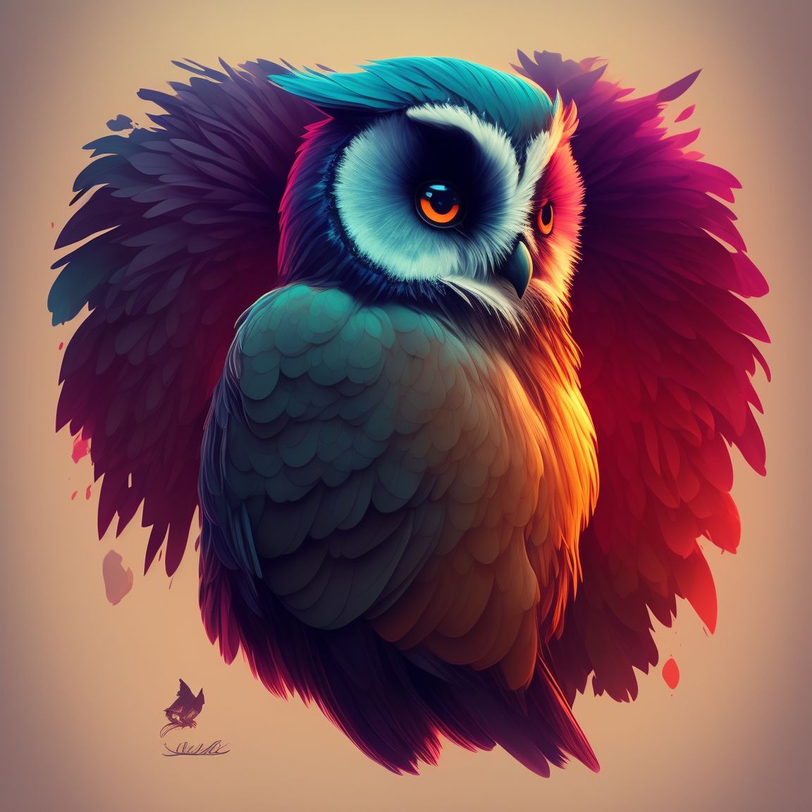 Cute Owl Art Wallpaper