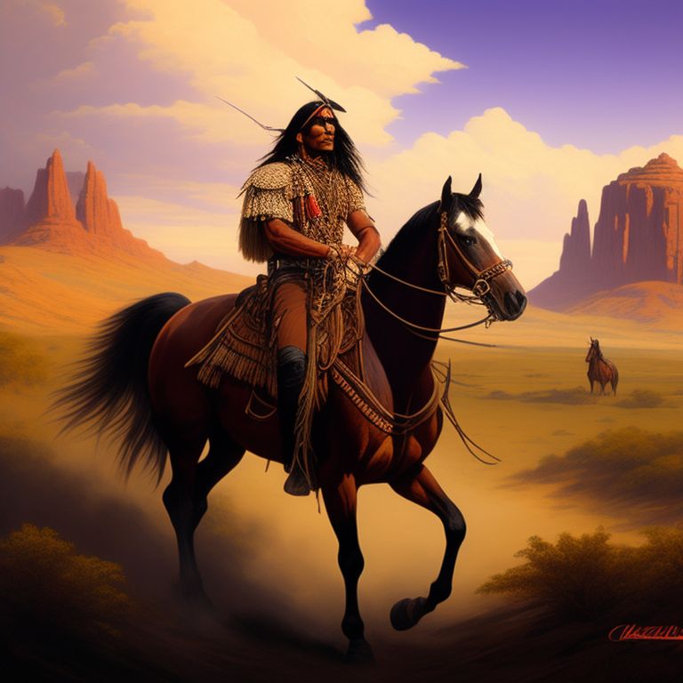 Apache Warriors On Horseback