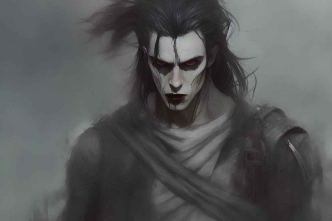 Enchantress: Vampire, male, long white hair, tied back hairstyle ...