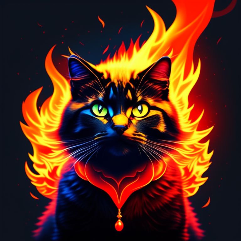 all-louse365: Create a design featuring a cat breathing fire, as if it ...
