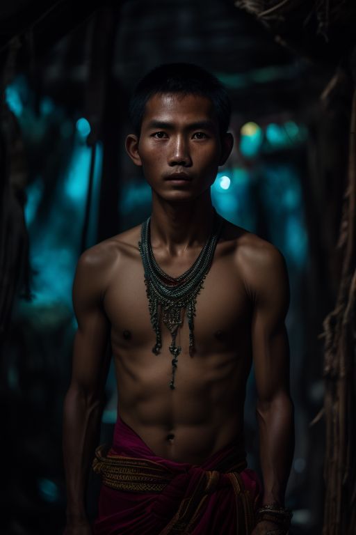Fedoraxsa: Full body of Thai villagers men , in Thai haunted house