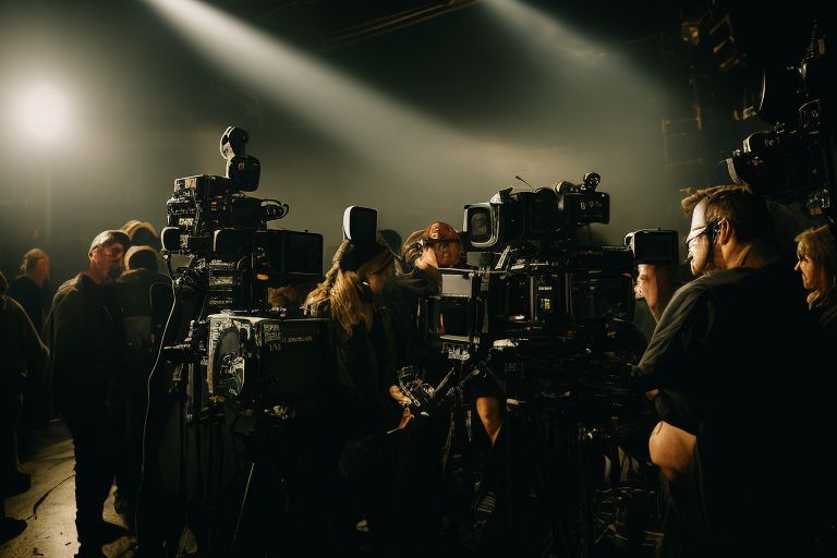 lawrencetlewis: A realistic, wide-angle photograph of a large Movie ...