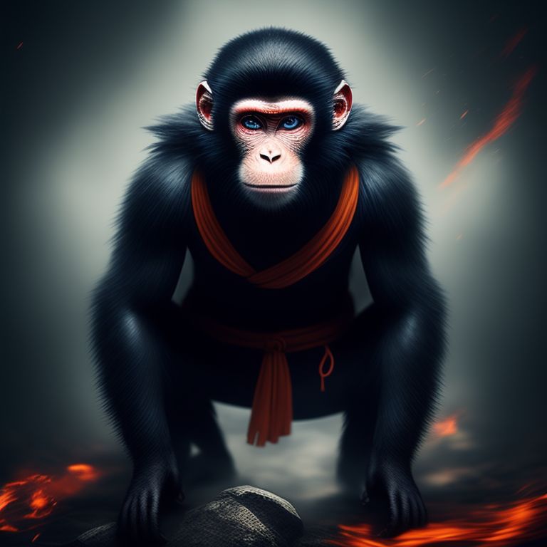 Cartoon Ninja Monkey