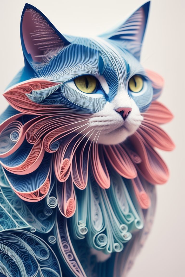 kudu_piring847: Beautiful Cat, layered paper art, ultra sharp details ...