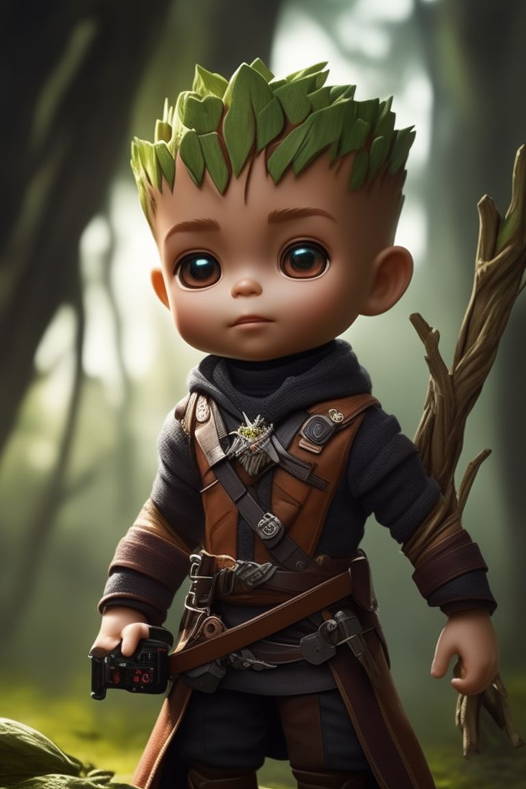 soggy-hare766: Little Groot with drone in his hand