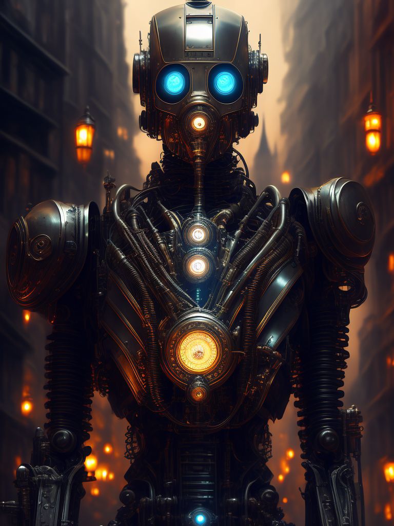 gloomy-weasel24: metal robot with eyes and mouth, steampunk, victorian ...