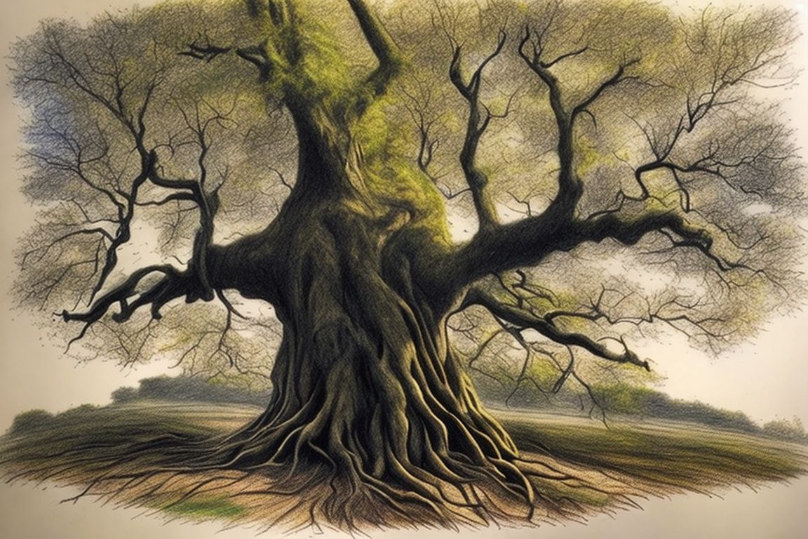 Tree Roots Pencil Drawing