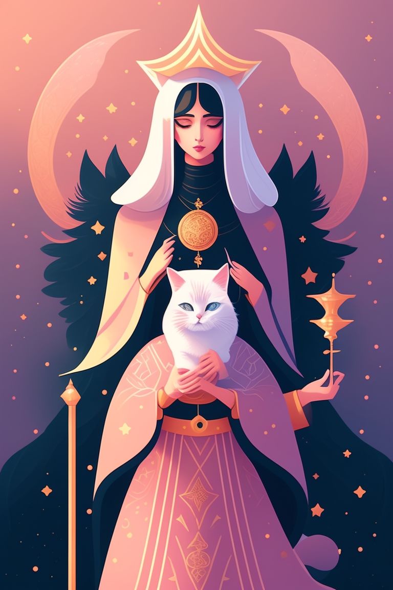 thick-bear45: Tarot Major Arcana 2, the high priestess, drawn with a cat