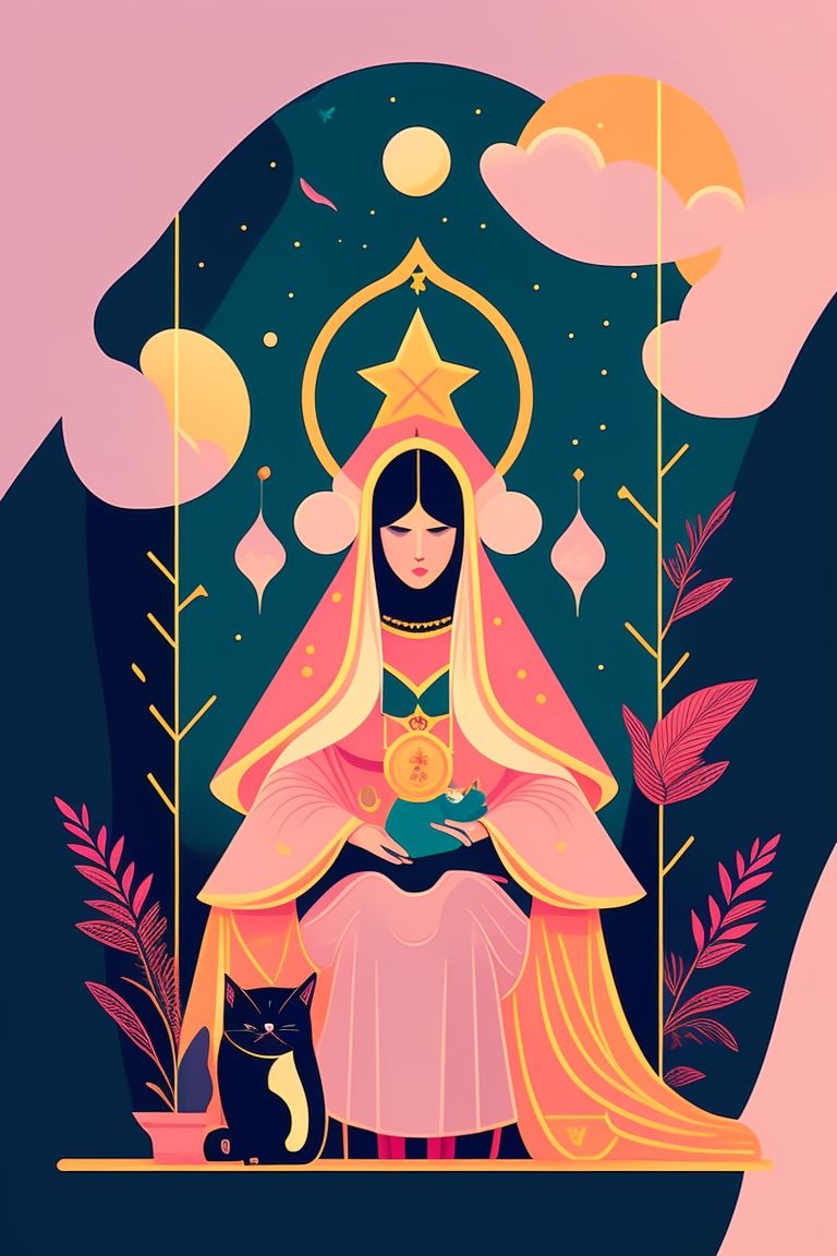 thick-bear45: Tarot Major Arcana 2, the high priestess, drawn with a cat