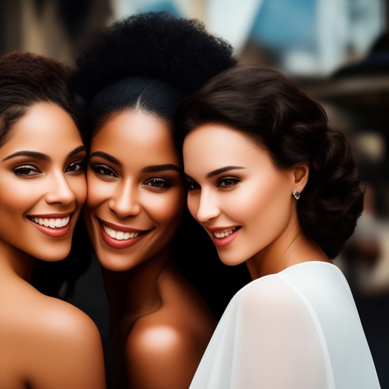 moral-turtle525: three beautiful women smiling, having a refreshment in ...