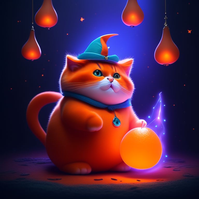 same-eland518: 3d wizard obese orange cat conjures a spell in boots ...