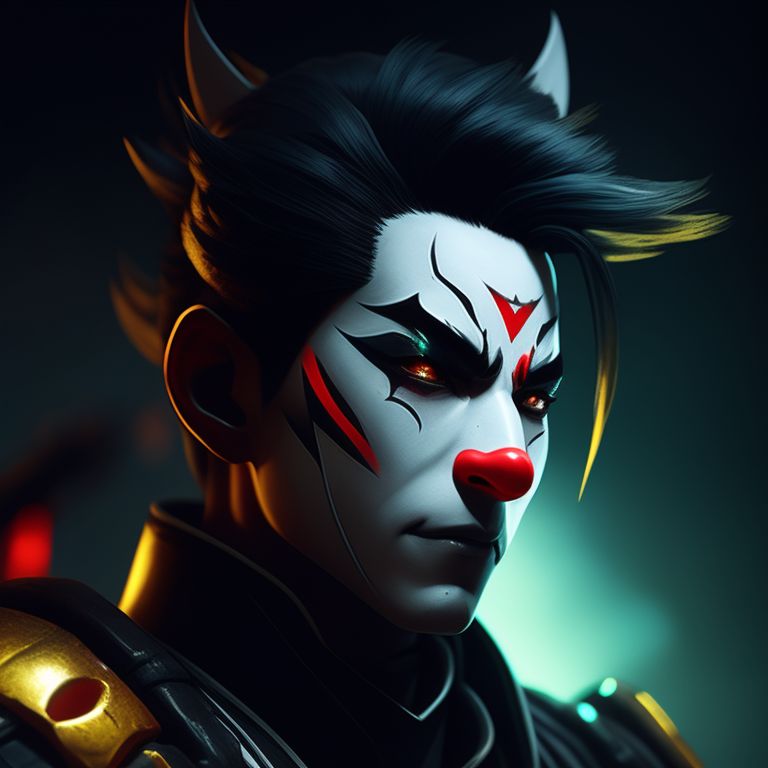 silly-parrot48: Genji from overwatch with clown face paint