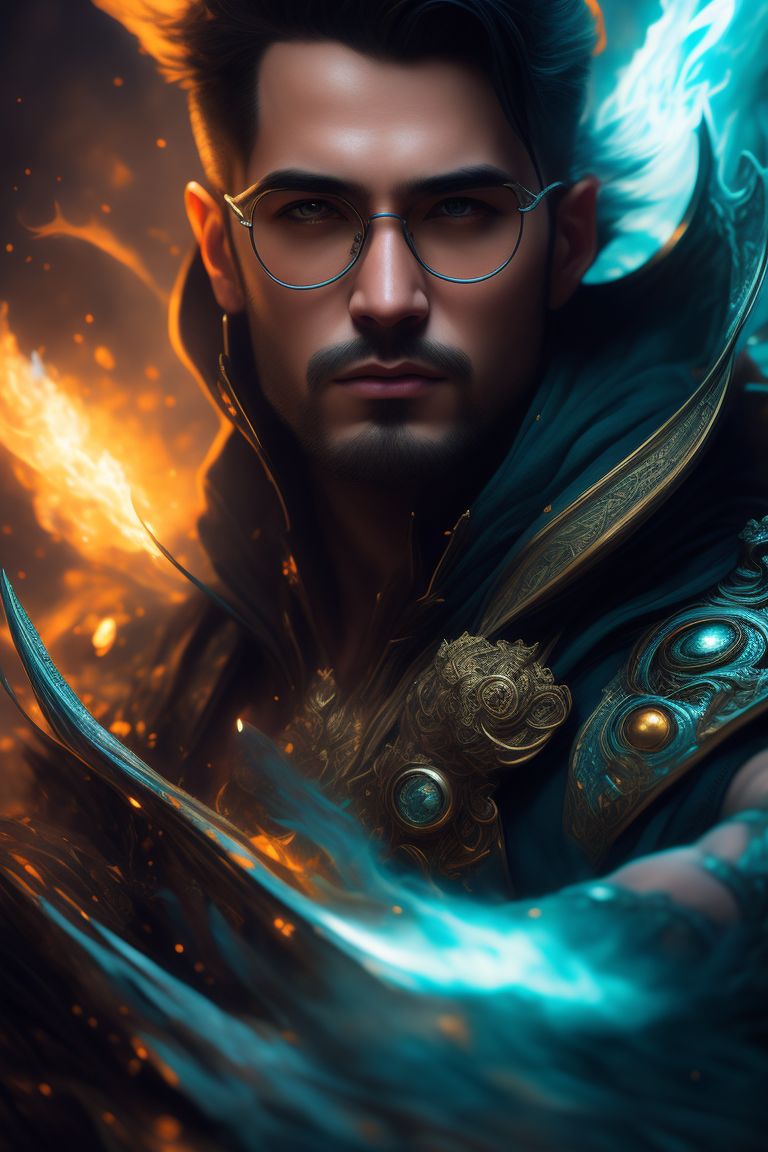 frail-okapi92: Handsome male god mage with eyeglasses