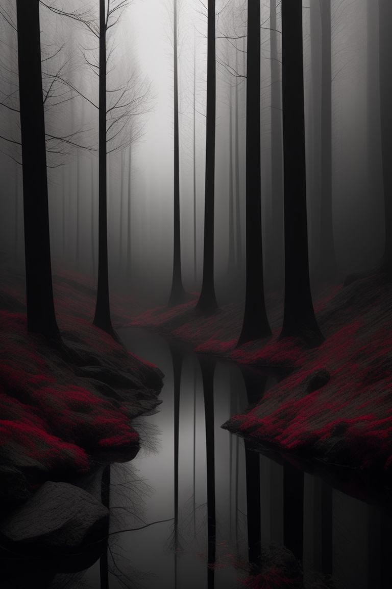 Creepy Red Forest Wallpaper