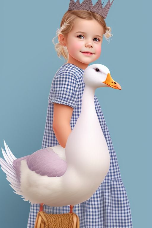 rough-dunlin906: Little girl wearing paper crown, holding a goose