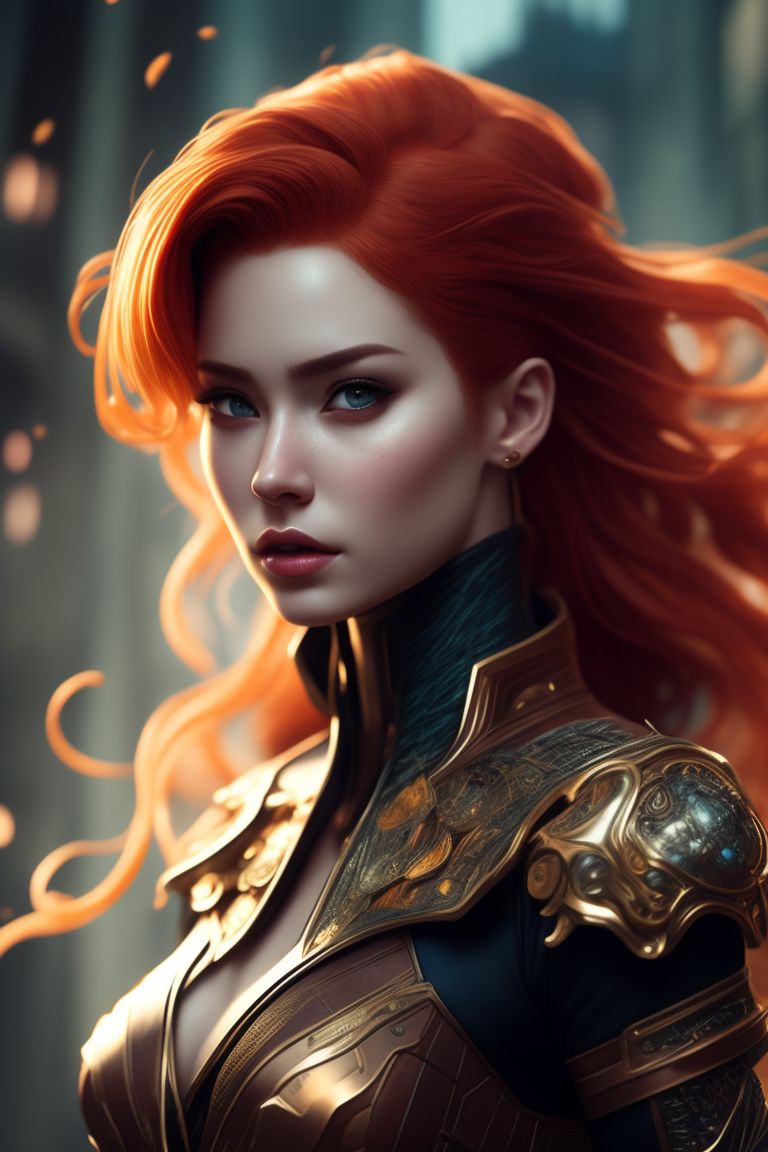 kiber203: ady with red hair, Realistic, best quality, hyper-realistic ...