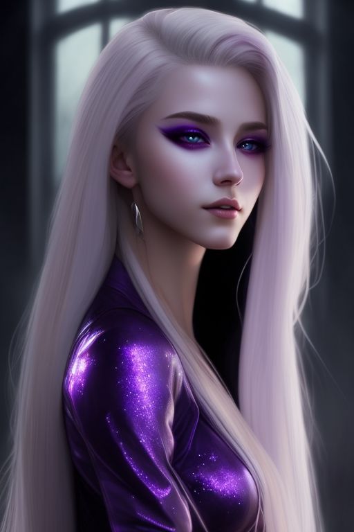 Anime Girl With Long Blonde Hair With Purple Eyes 4552