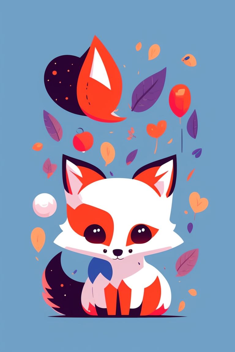 tamir79: Sticker, flat illustrates fox kids cute, vector illustration ...