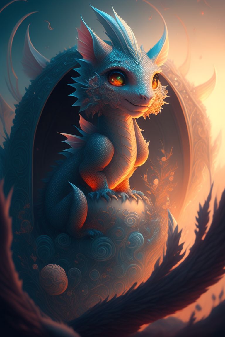 kiber203: heraldic chibi kawaii dragon, key visual Naoto Hattori ...