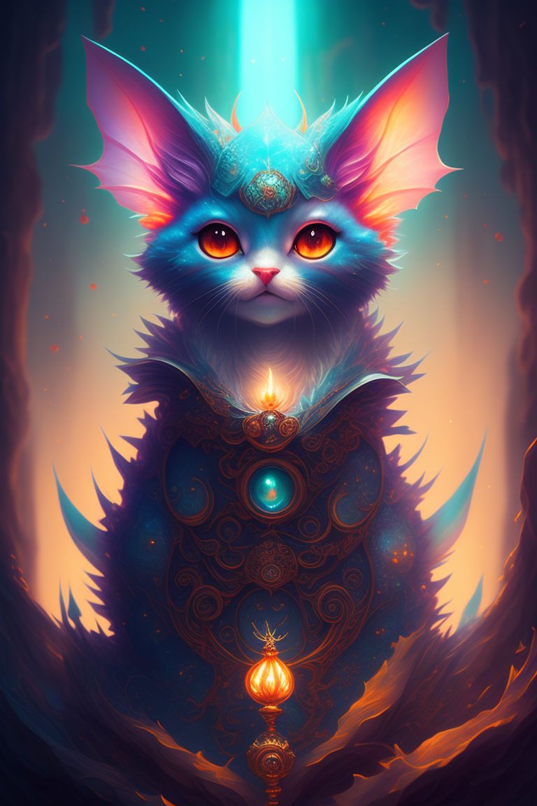 kiber203: heraldic chibi kawaii dragon kitten , key visual Naoto ...