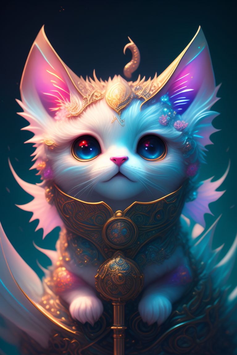 kiber203: heraldic chibi kawaii dragon kitten , key visual Naoto ...