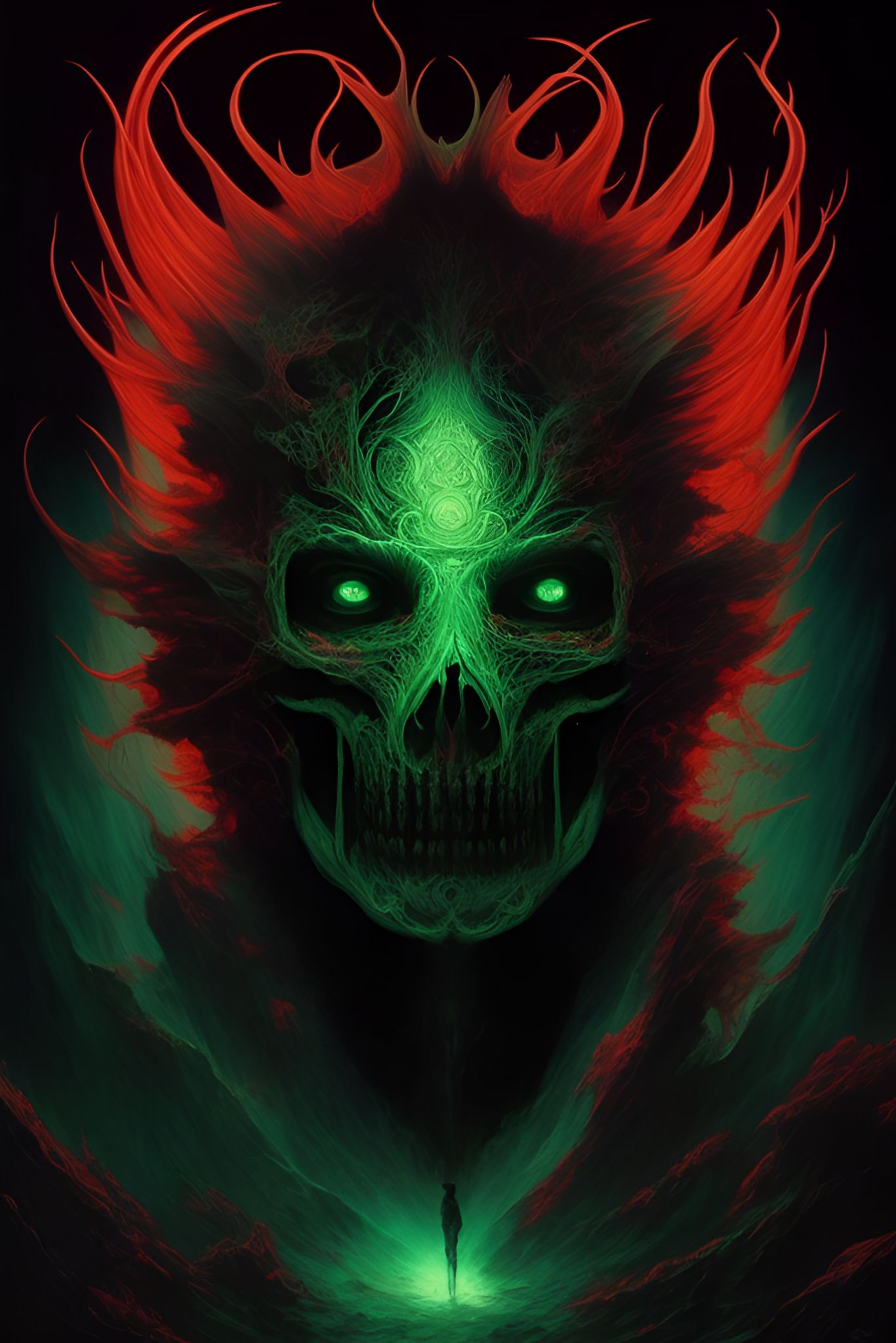 Green Flaming Skull