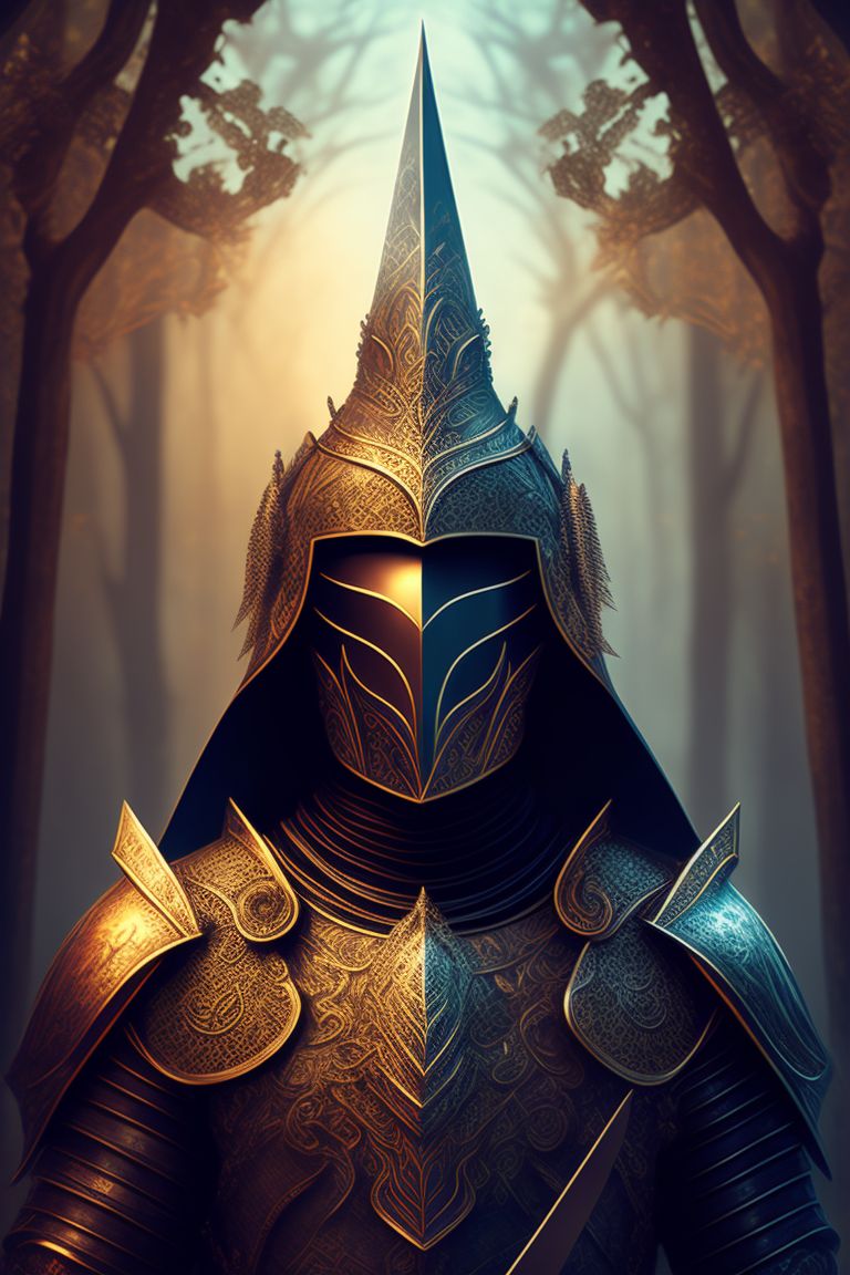 chilly-corgi715: fierce knight wearing a full coverage suit of ornate ...