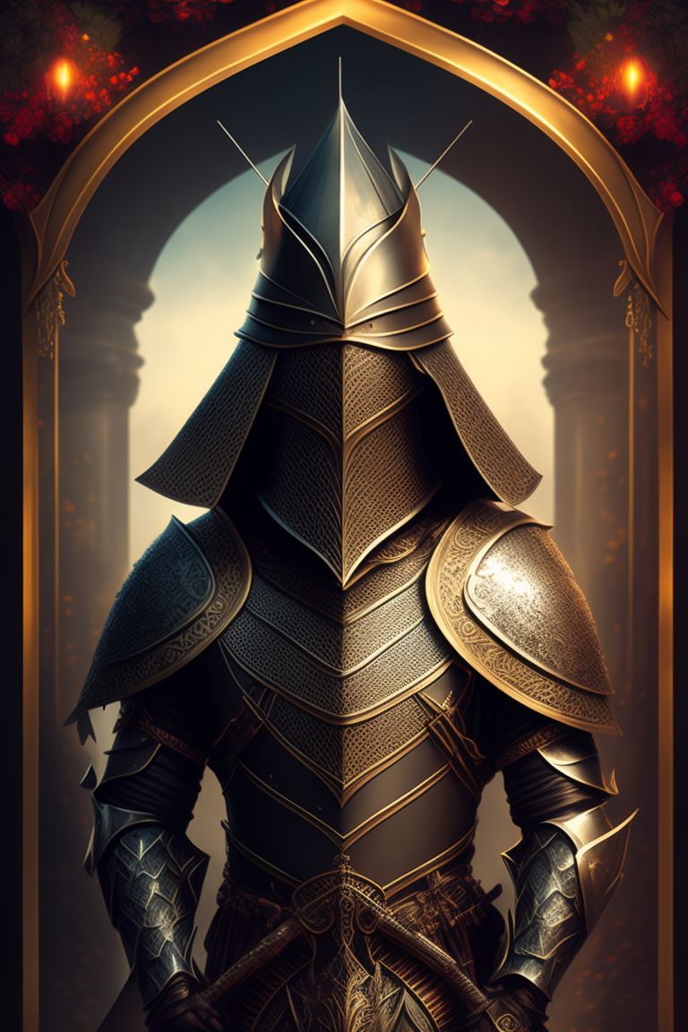 chilly-corgi715: fierce knight wearing a full coverage suit of ornate ...