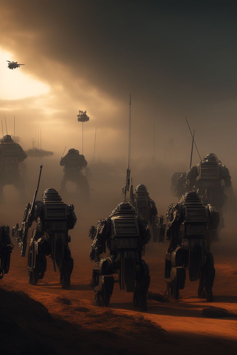 Ziiisqo: hyperrealistic image of a robot army consisting of humanoid ...