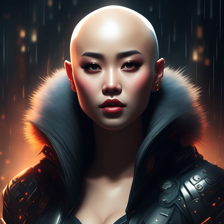 petty-kudu767: Beautiful bald woman under rain storm