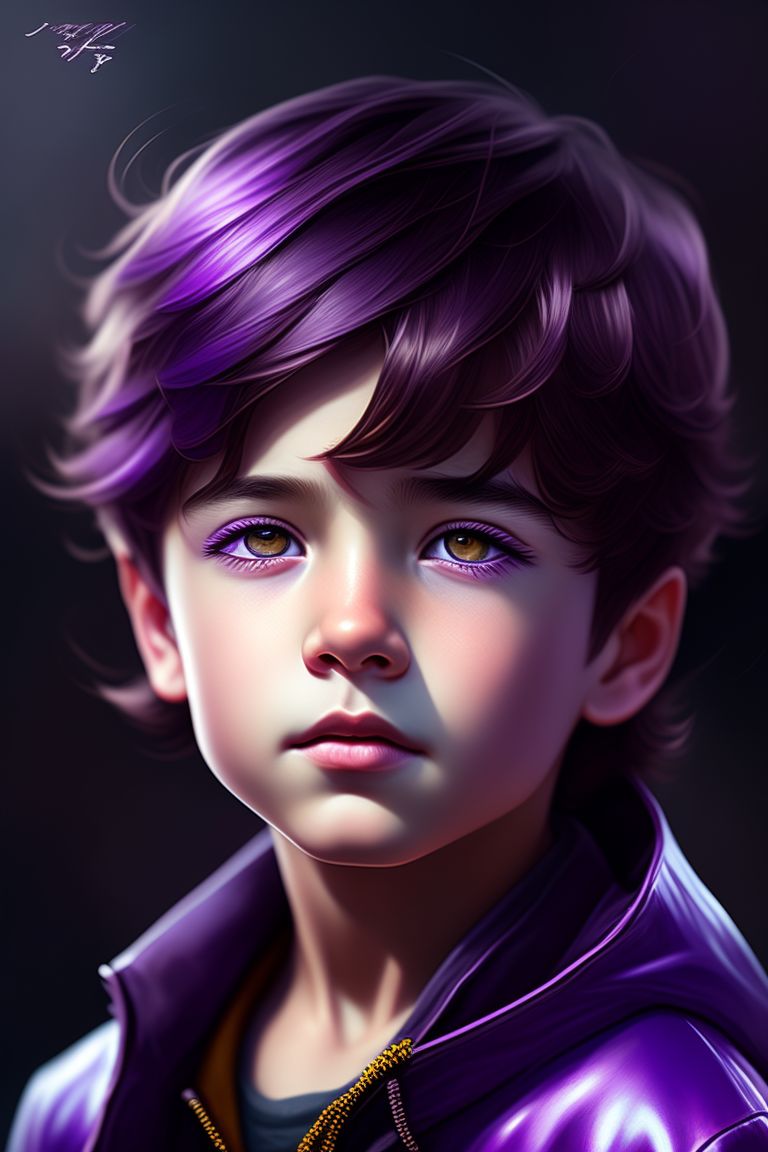 Anime Boy With Brown Hair And Purple Eyes