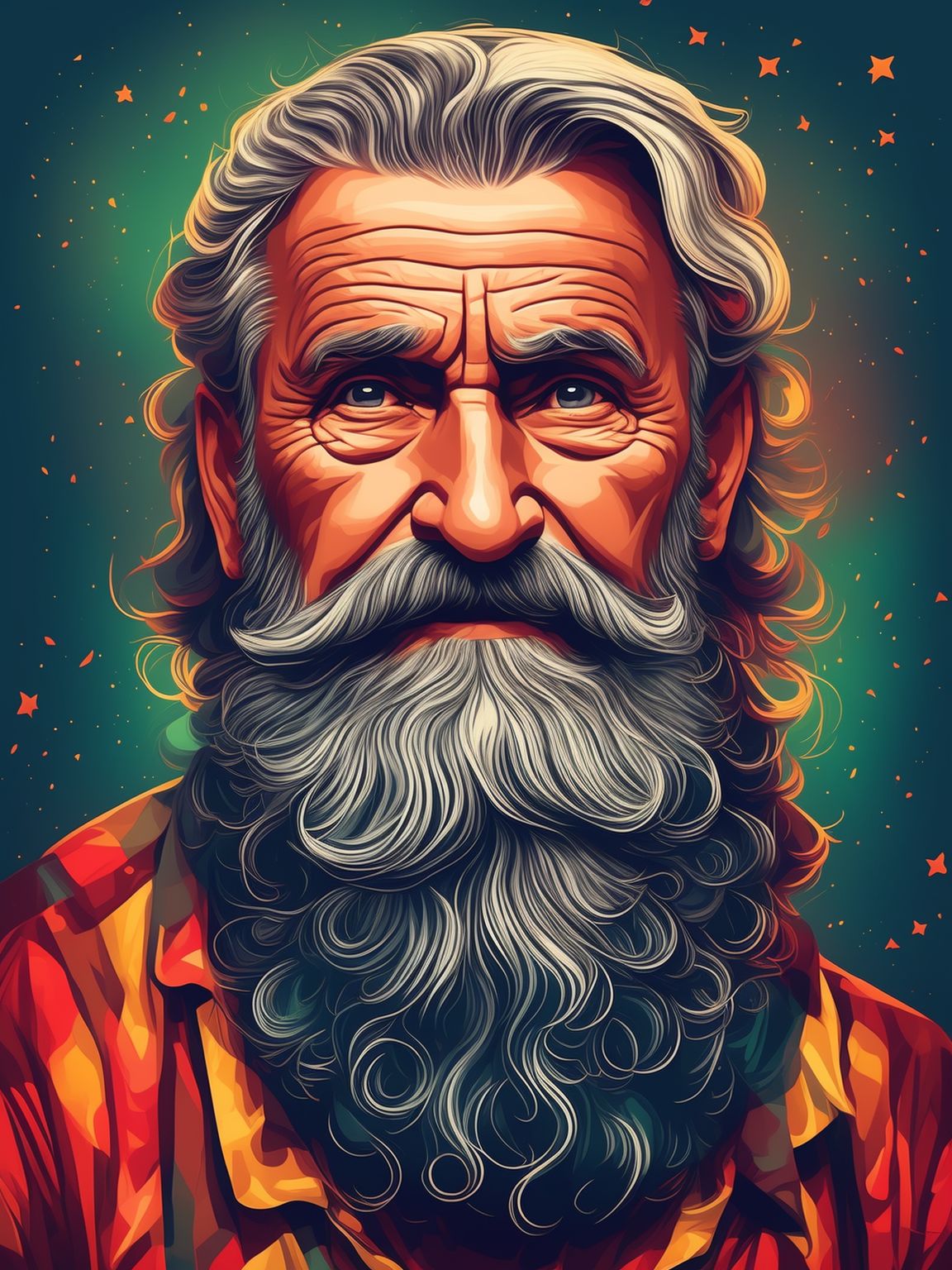 Old Bearded Man Face Drawing