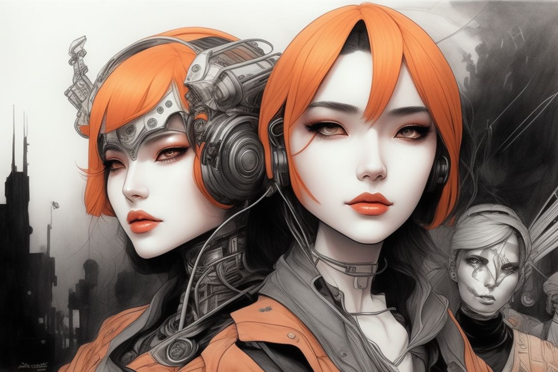 LITTLE_BANKOR: wearing headphones,light orange lips,light pink eyelids ...