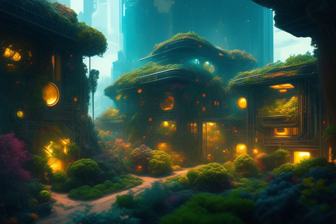 LITTLE_BANKOR: futuristic vegetable garden, sci-fi, cyberpunk, dystopia