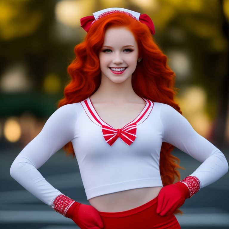zealous-stork38: 16 year old redhead cheerleader, Standing in full view