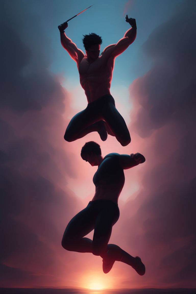 wavy-gazelle203: silhouette of a man winner jumping illustration