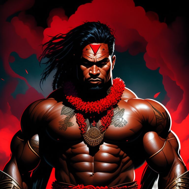 pretty-tapir516: Samoan warrior wearing a Red lei Standing on a ...