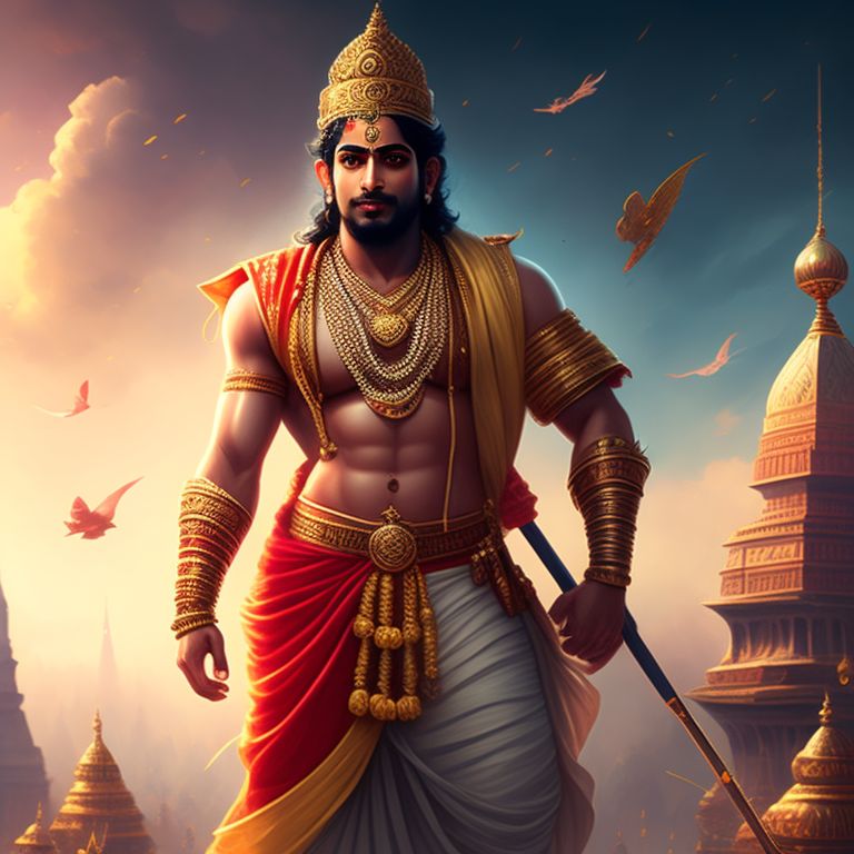 grim-tiger416: Lord Ram is shown wearing royal attire, such as a dhoti ...