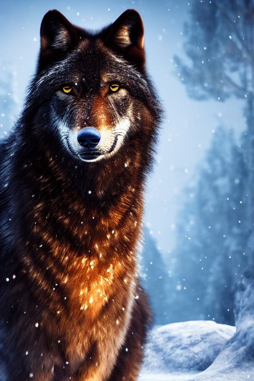 Black Wolf In Winter