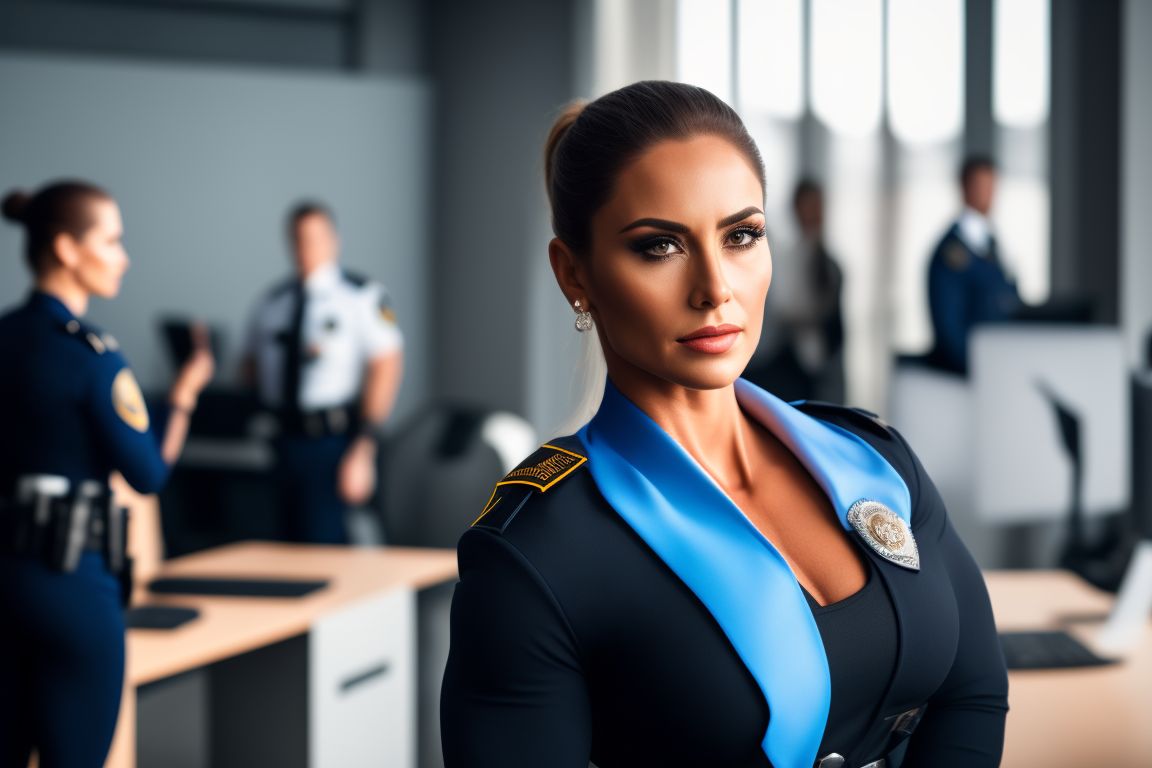 aching-shrew794: Bodybuilder woman wearing an office outfit, In office ...
