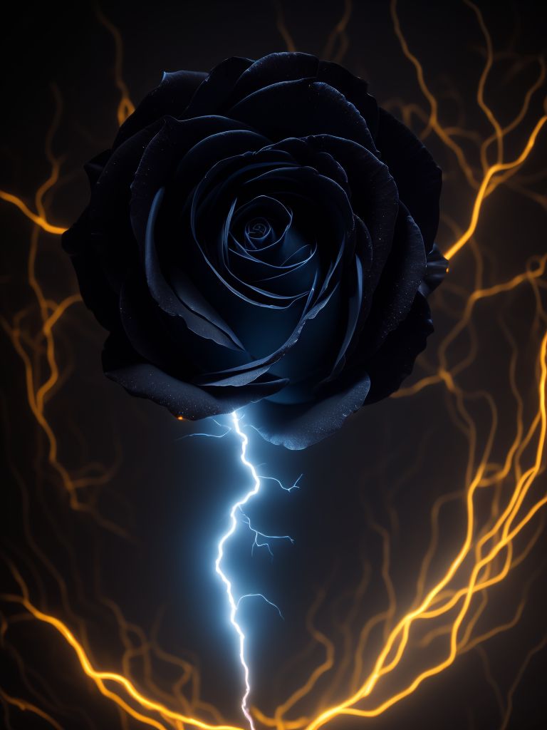 LuminAry: black rose blooming in lightning