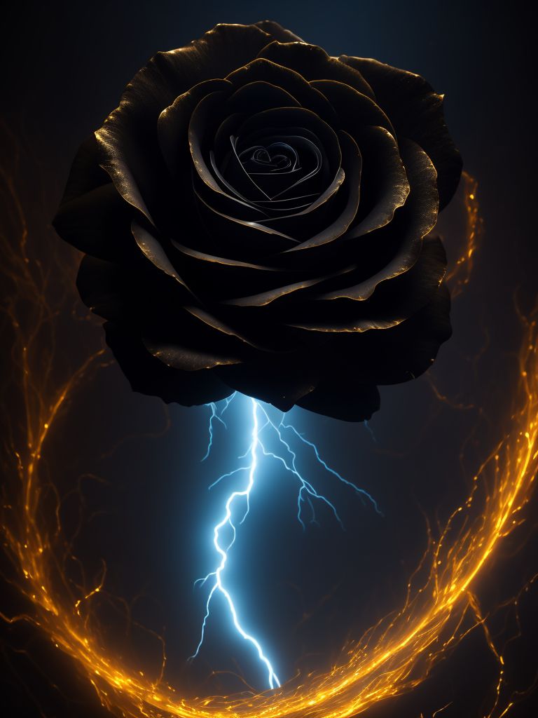 LuminAry: black rose blooming in lightning